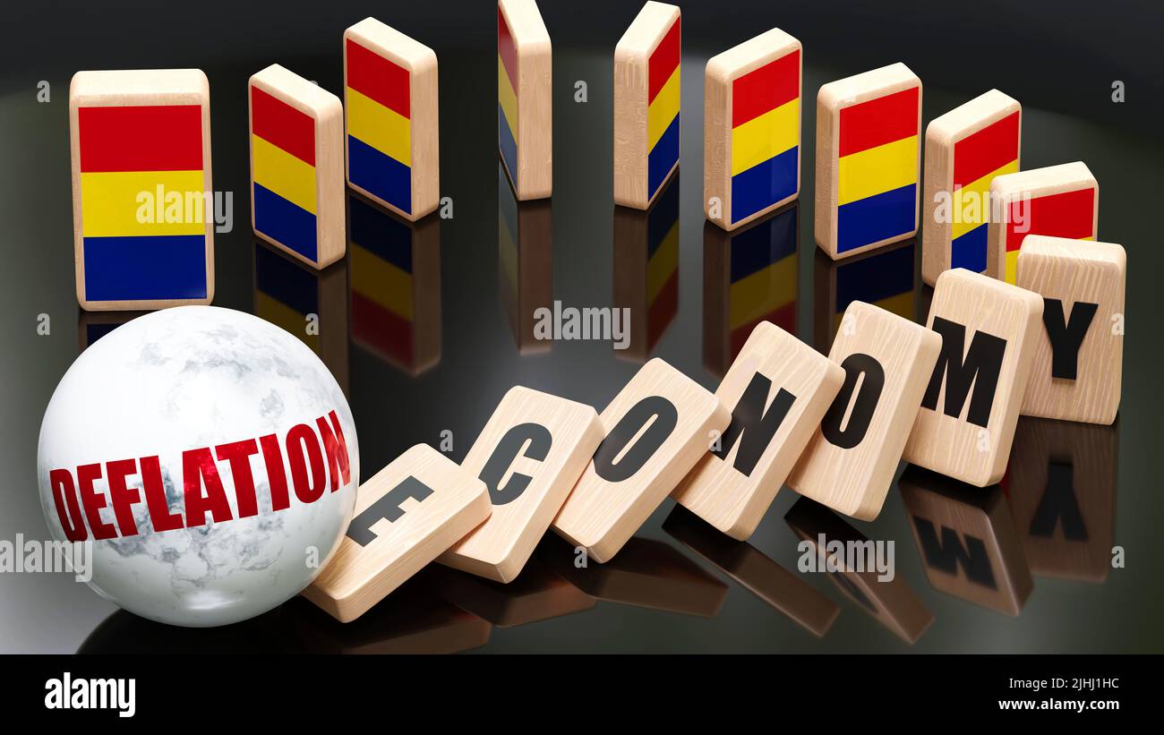 Romania And Deflation Economy And Domino Effect Chain Reaction In