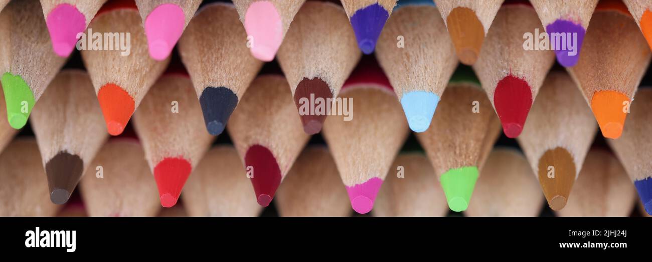 Sharpened colourful pencil set for painting forming stack placed on ...