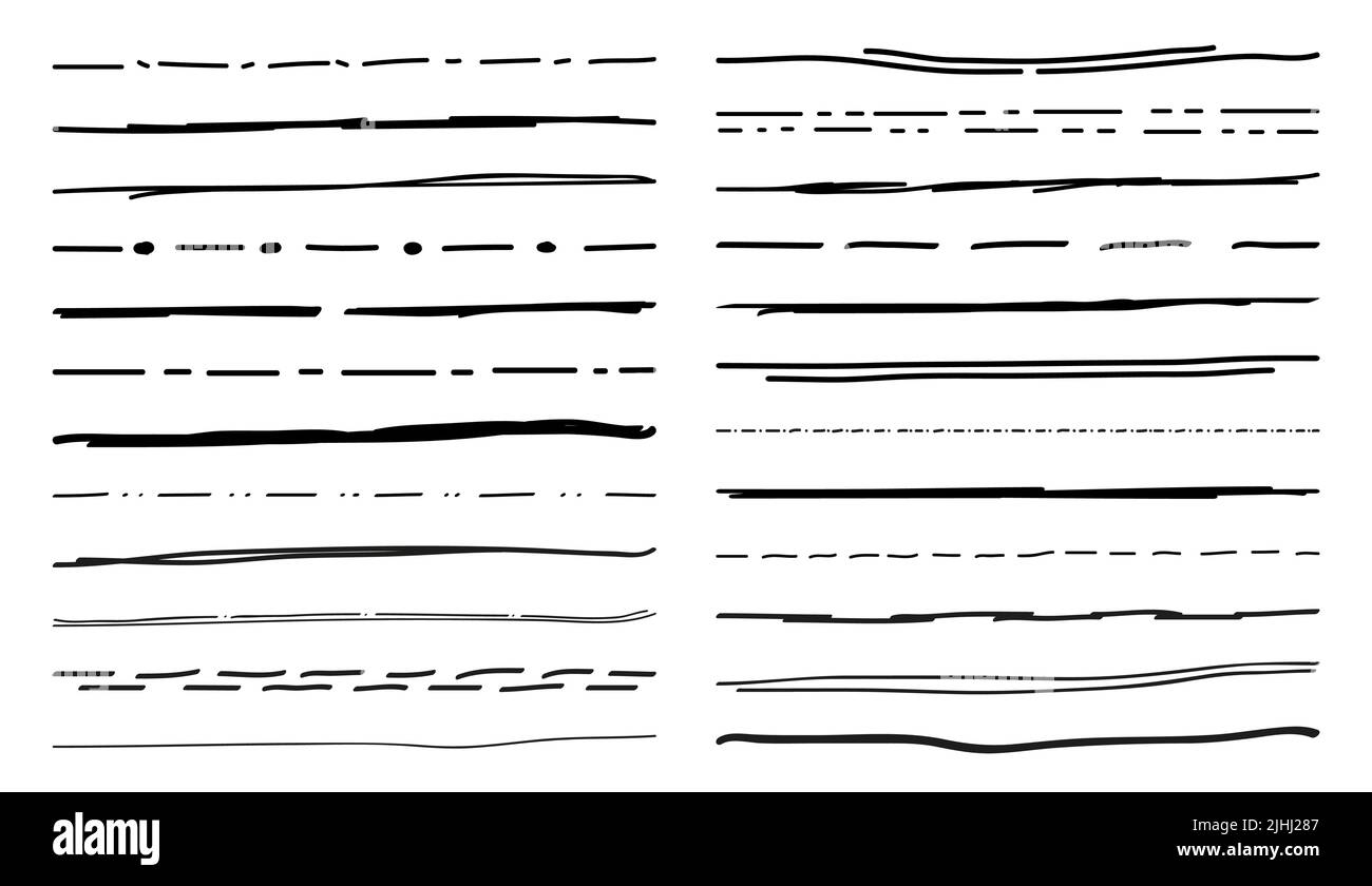 Underline scribble doodle lines of brush or pencil strokes and pen ...