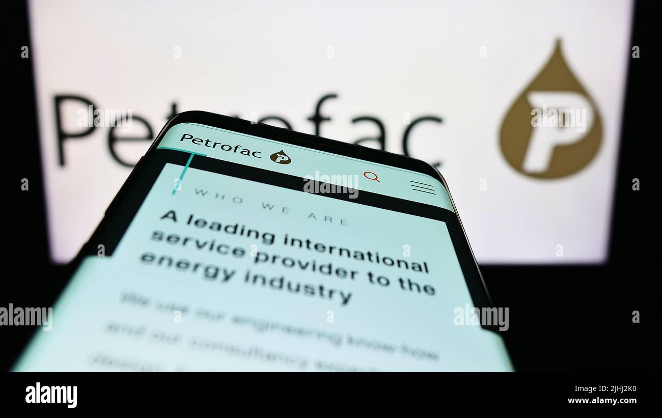 Mobile phone with website of British energy services company Petrofac ...