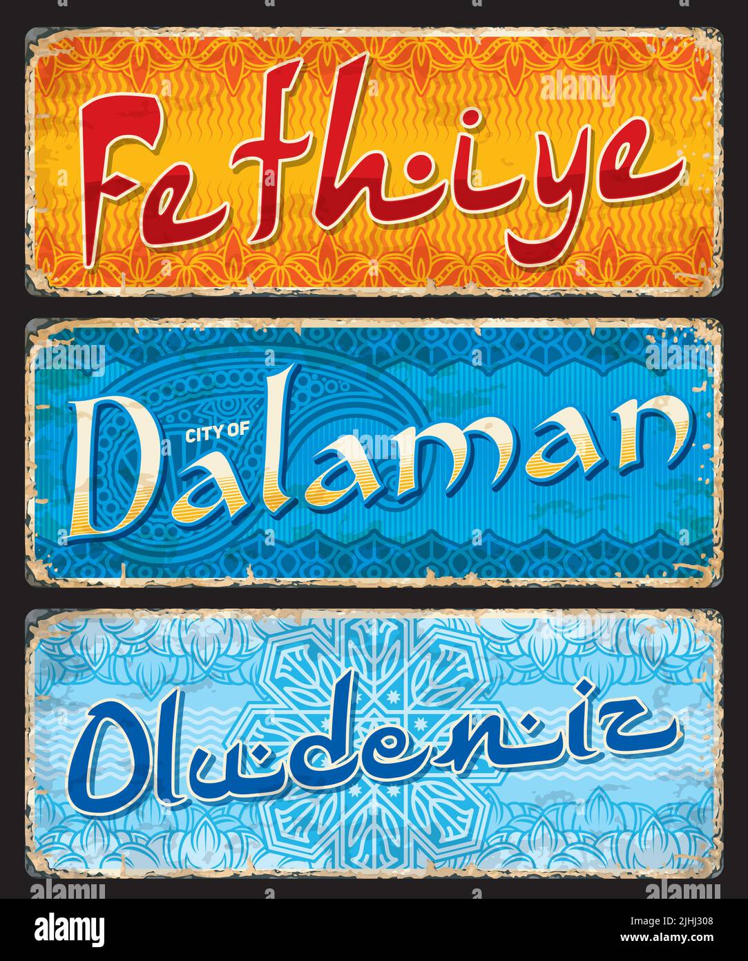 Fethiye, Dalaman, Oludeniz, Turkish city travel stickers and plates ...