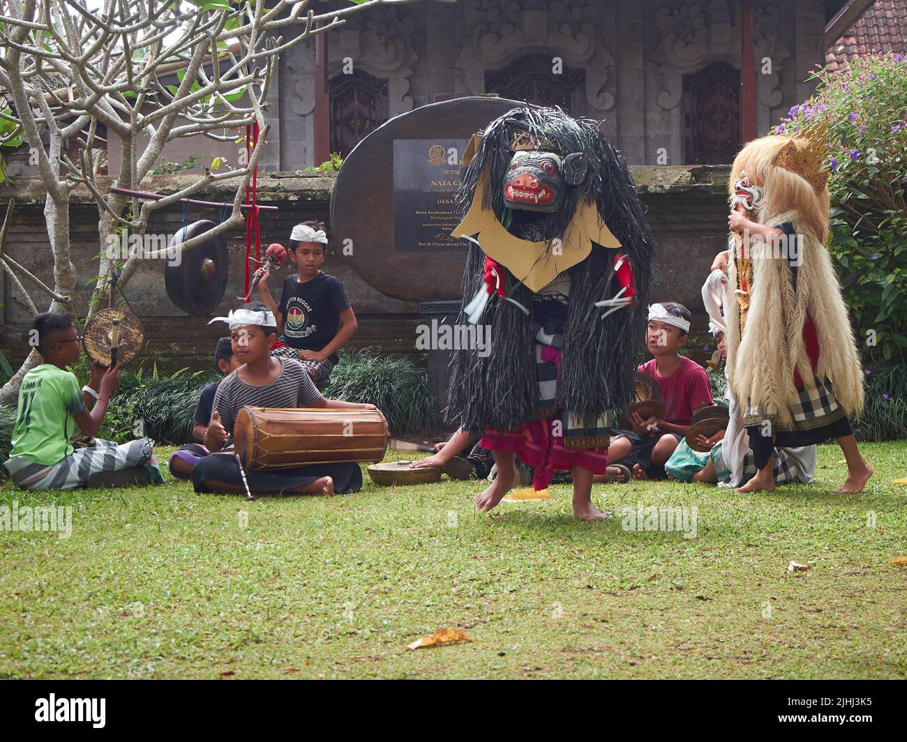 Balinese traditional dance played by Balinese children in the village ...