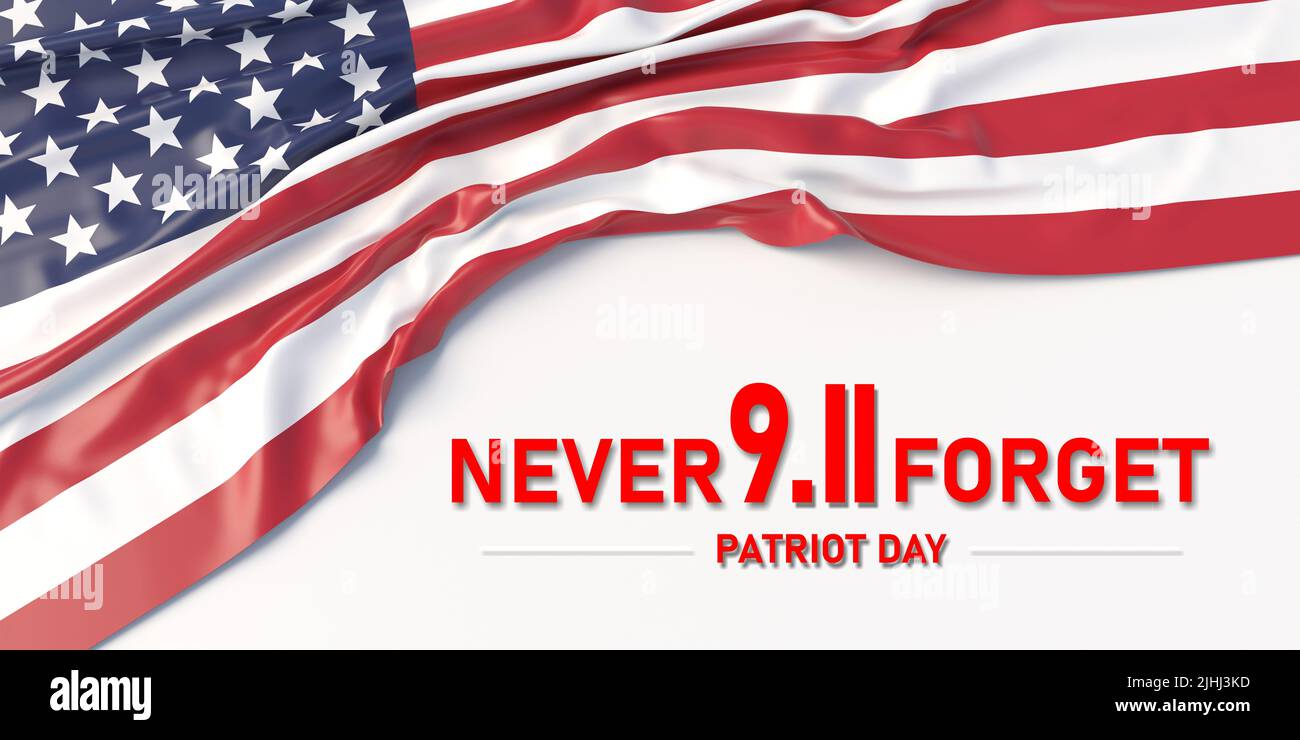 911 USA Never Forget. Patriot Day. Red text and United States America ...