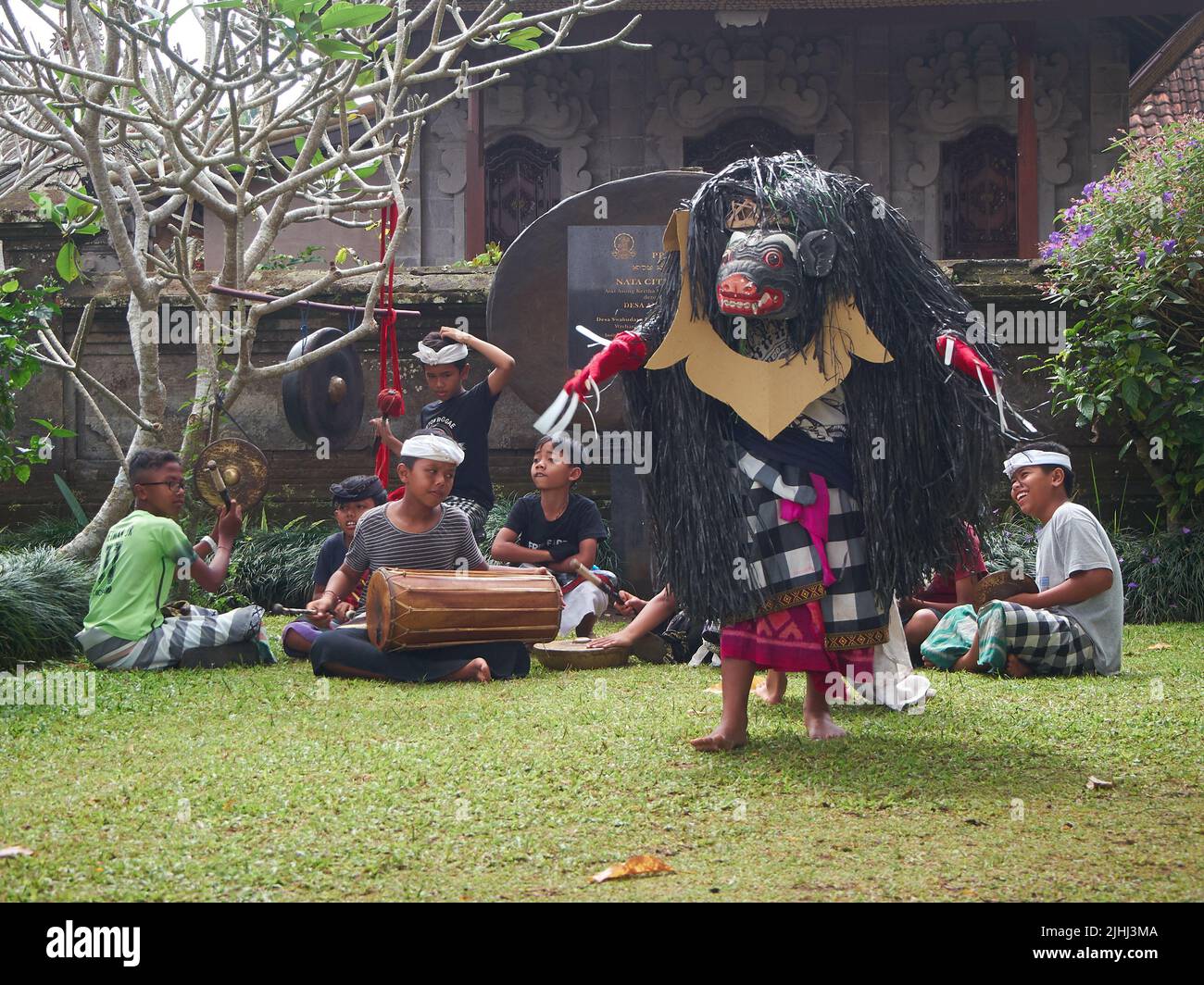 Balinese traditional dance played by Balinese children in the village ...