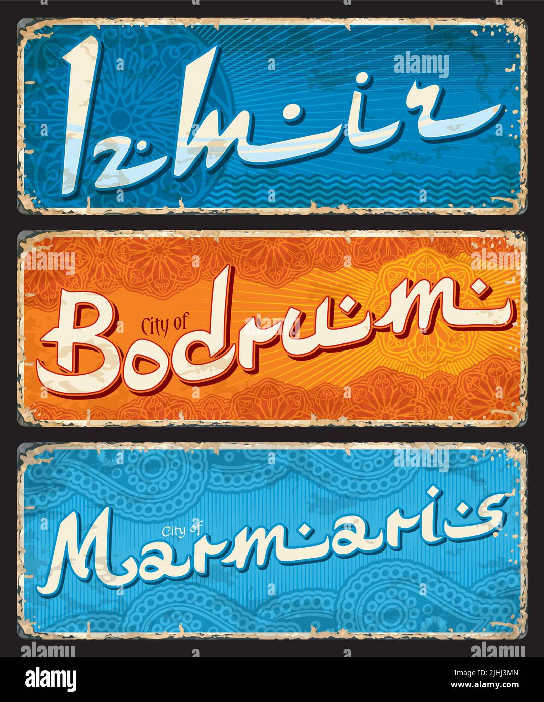 Izmir, Marmaris, Bodrum, Turkish city plates and travel stickers ...