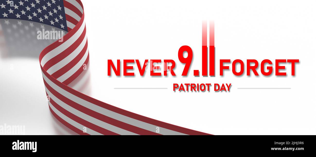 Patriot Day. 9 11 USA Never Forget. Red text and American flag flyer on ...