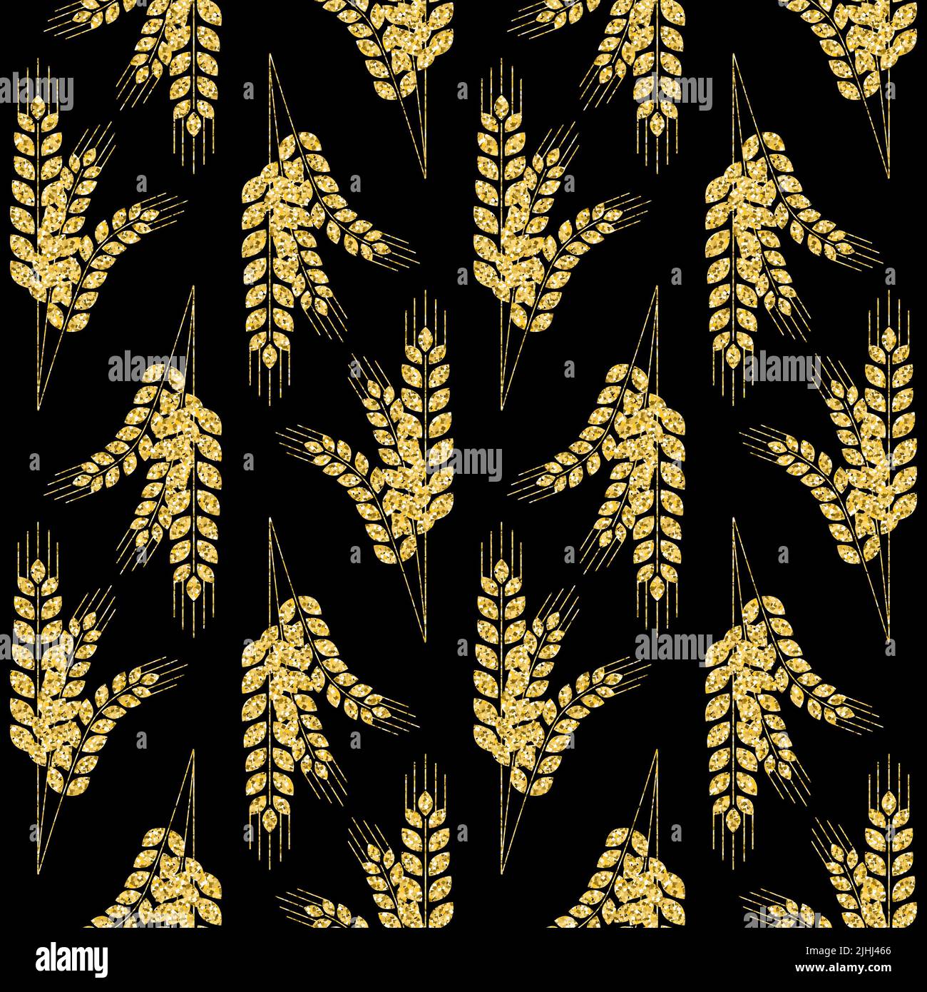 Golden spikelet of wheat rye on black background for creative design ...