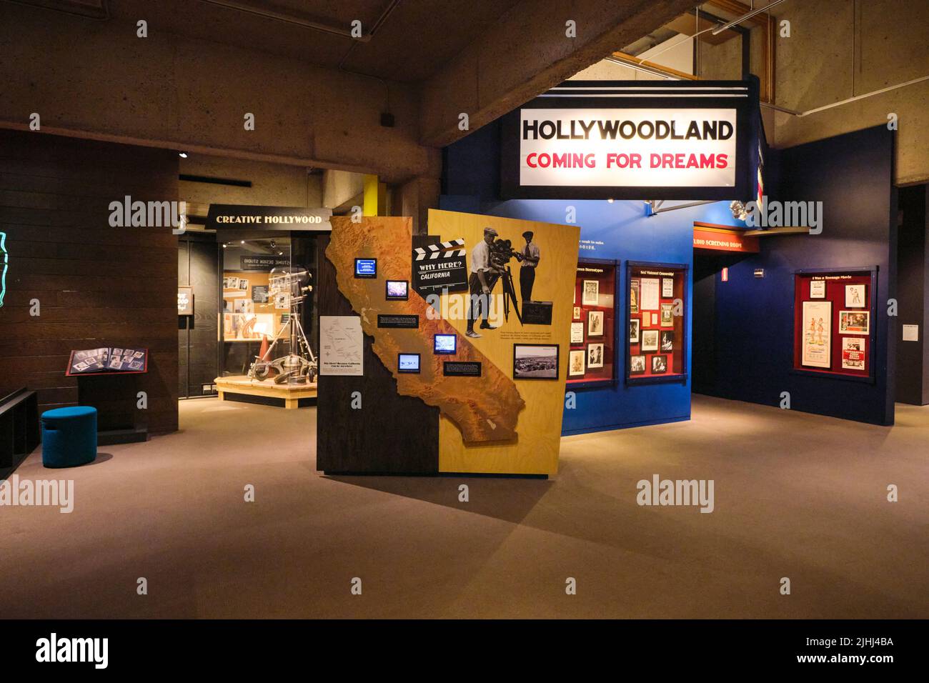 Display on movie, filmmaking in Hollywood. At the Oakland Museum of Art ...