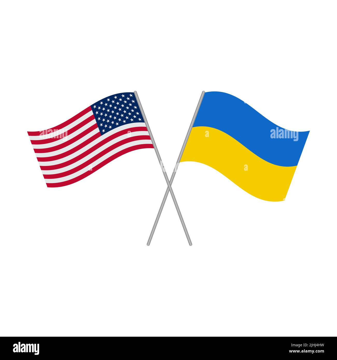 American and Ukrainian flags icon isolated on white background. Vector ...