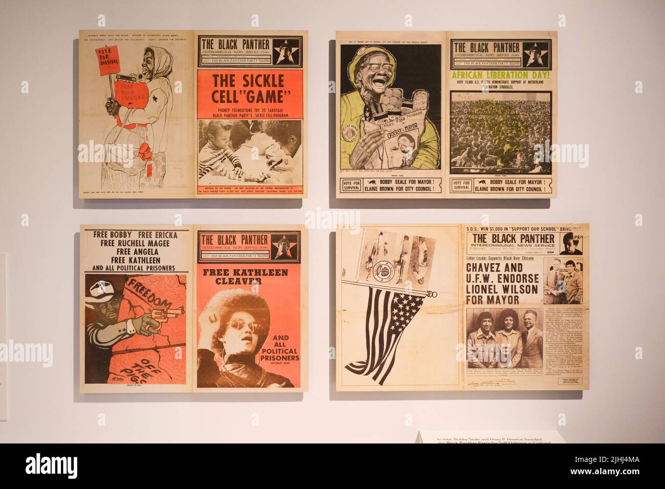 Black Power, Civil Rights era display, including old newspaper issues ...