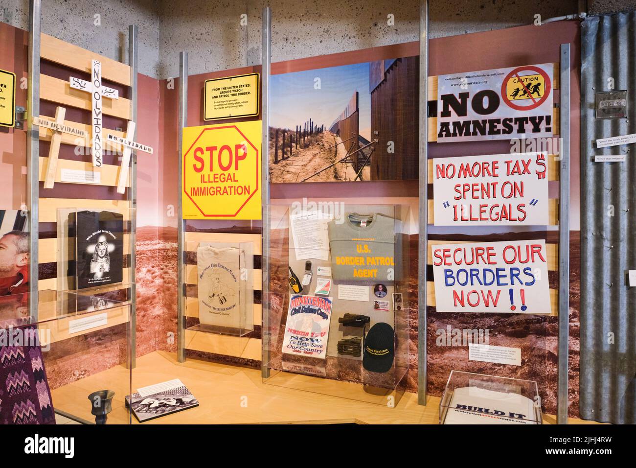 Display of objects, artifacts, signs related to illegal immigration on ...