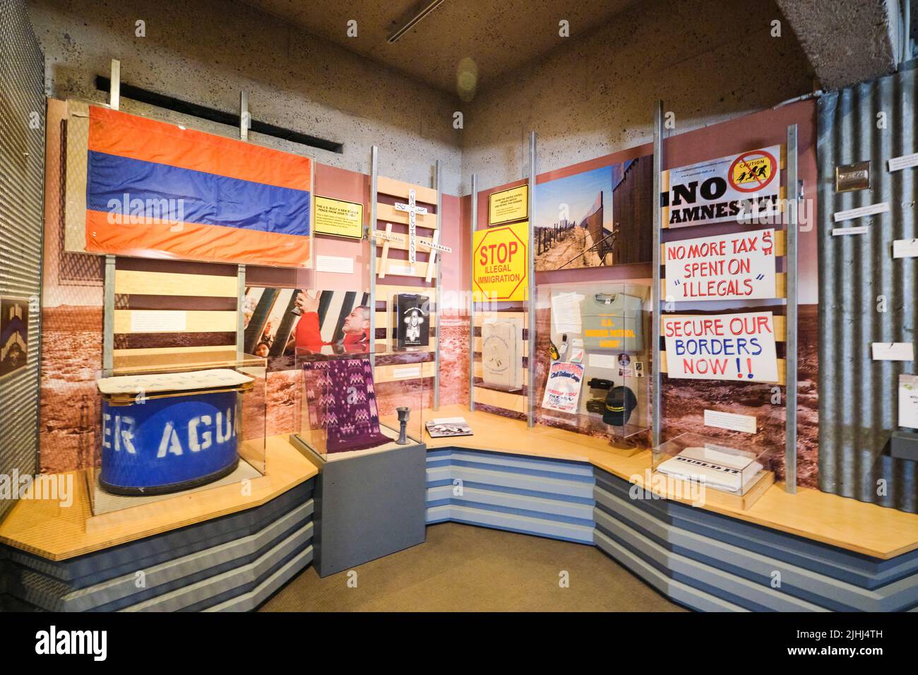 Display of objects, artifacts, signs related to illegal immigration on ...