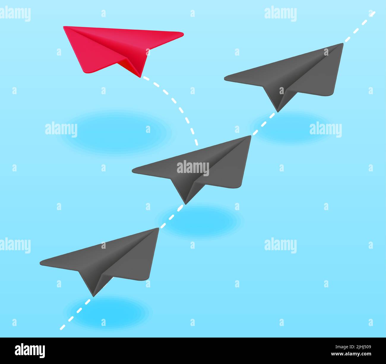 3D Red Paper Plane in Crowd of Grey Stock Vector Image & Art - Alamy