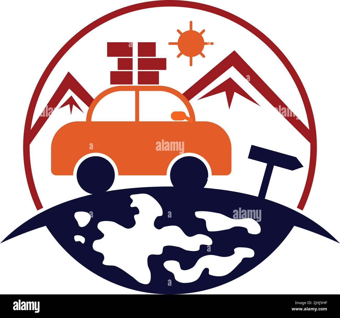 traveling car world logo Icon Illustration Brand Identity Stock Vector ...