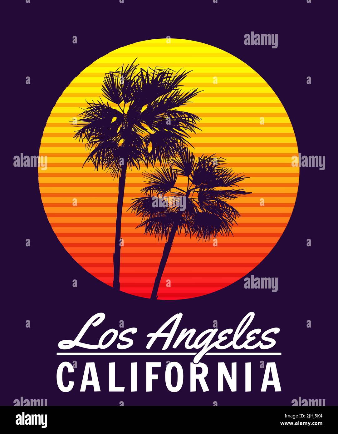 California Los Angeles sunset print t-shirt design. Poster retro palm ...