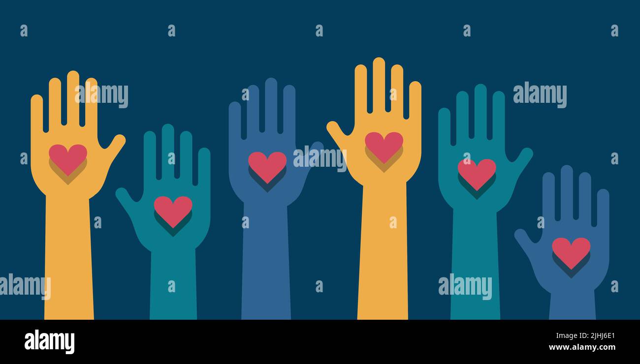 Hands With Heart Vector Illustration For Community Volunteers ...