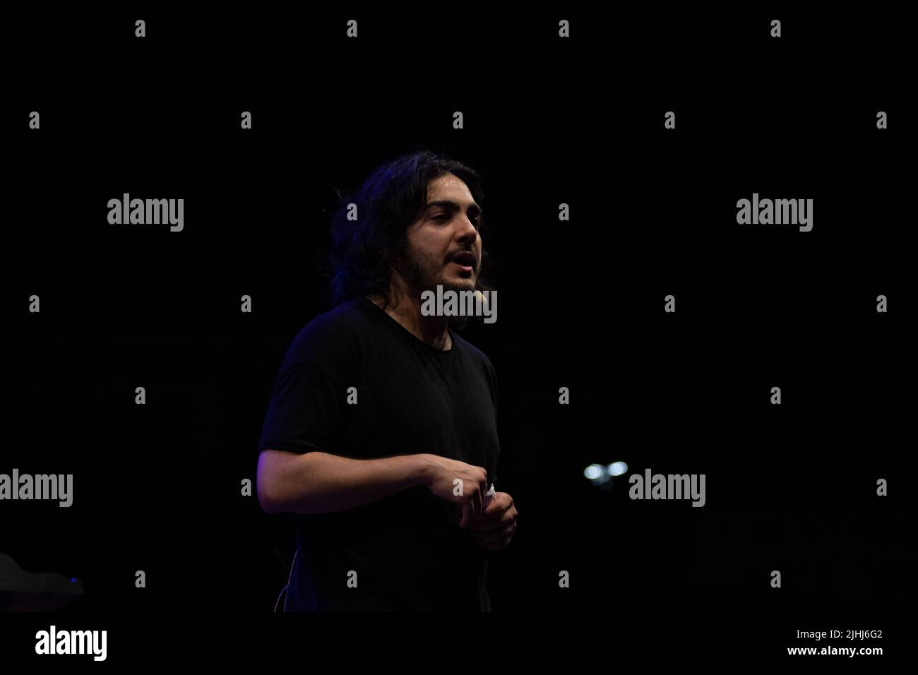 Bergamo, Italy. 18th July, 2022. Max Angioni on the stage during his ...
