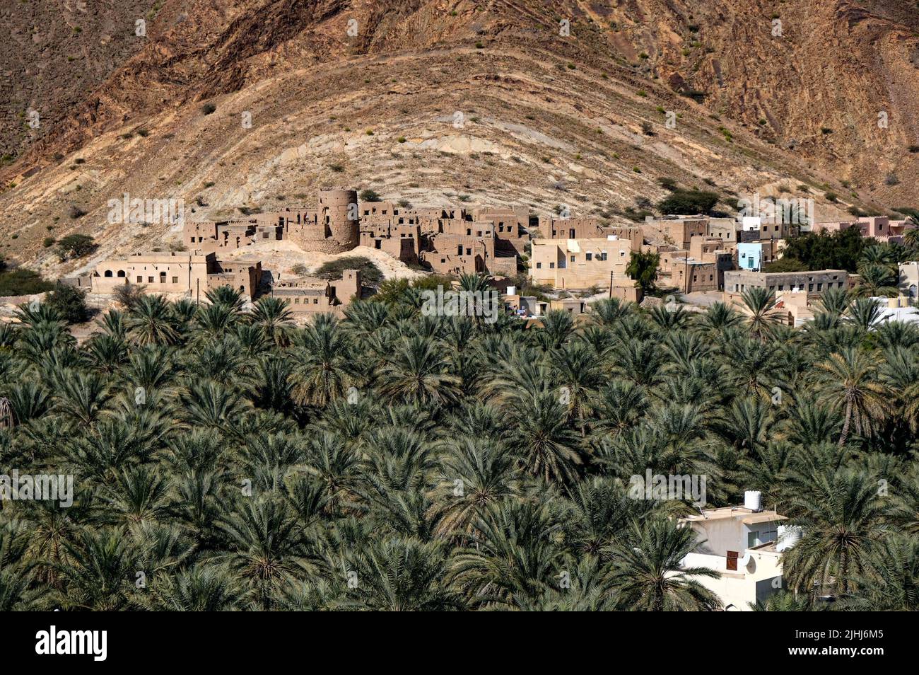 village in oman near palm tree oasis Stock Photo - Alamy