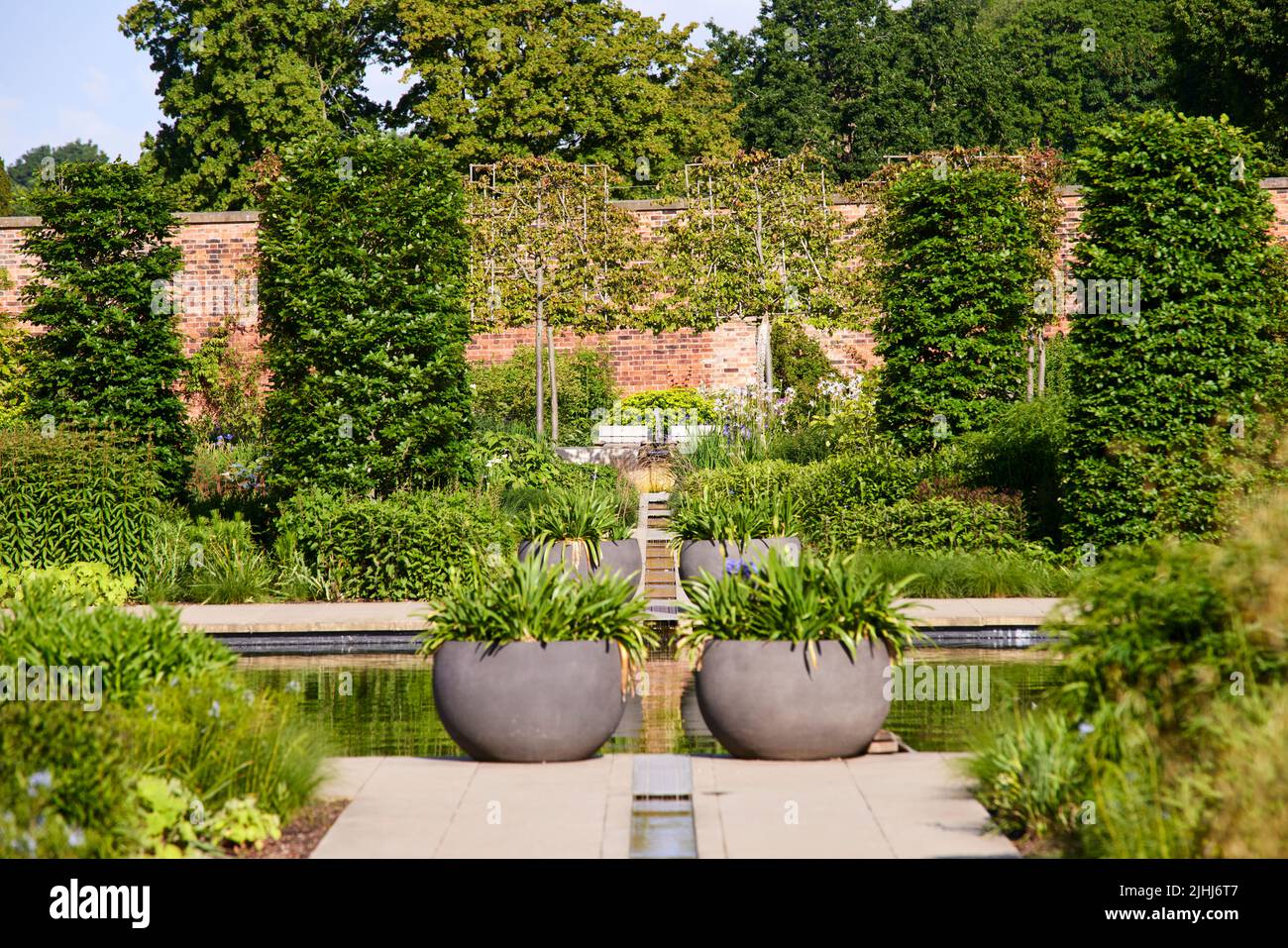 RHS Bridgewater in Worsley, Salford. The Paradise Garden water feature ...