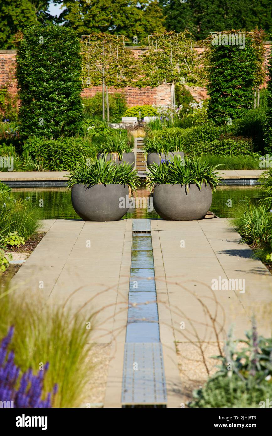 RHS Bridgewater in Worsley, Salford. The Paradise Garden water feature ...