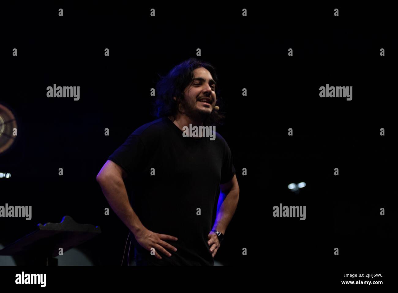 Bergamo, Italy. 18th July, 2022. Max Angioni on the stage during his ...