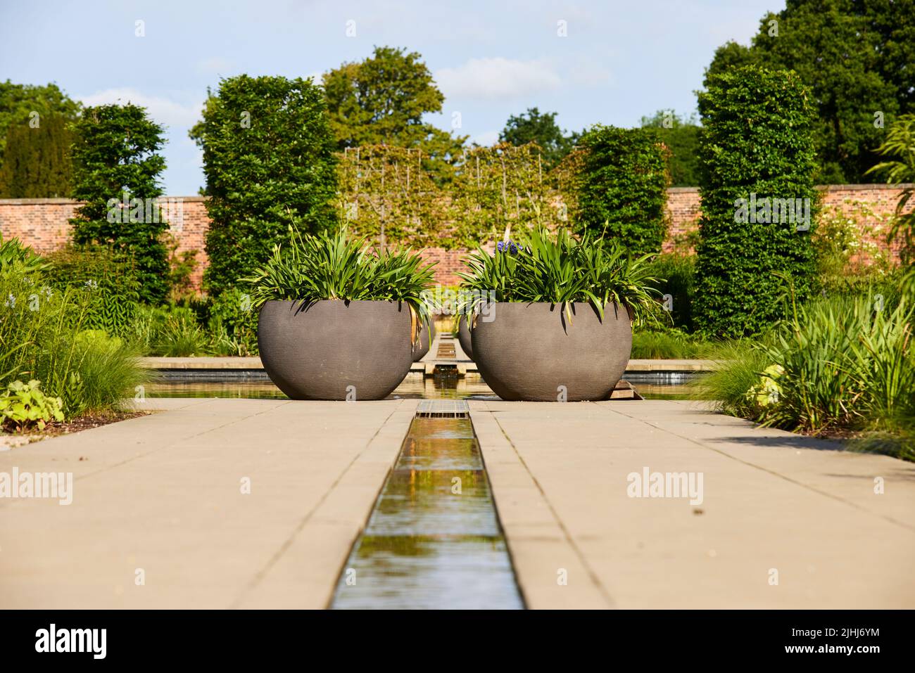 RHS Bridgewater in Worsley, Salford. The Paradise Garden water feature ...