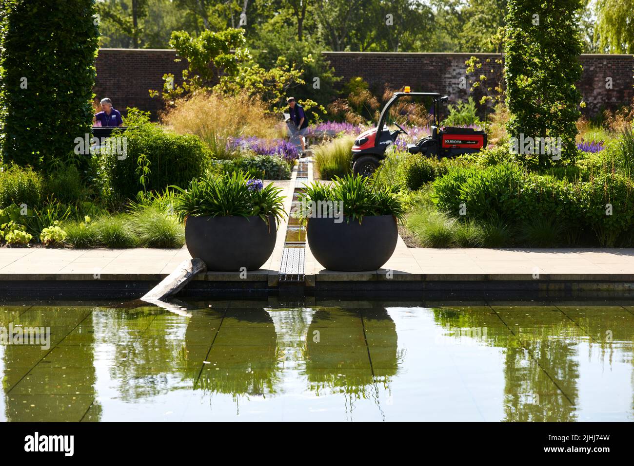 RHS Bridgewater in Worsley, Salford. The Paradise Garden water feature ...