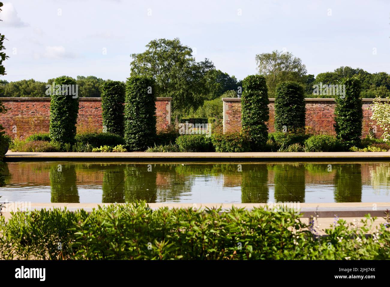 RHS Bridgewater in Worsley, Salford. The Paradise Garden water feature ...