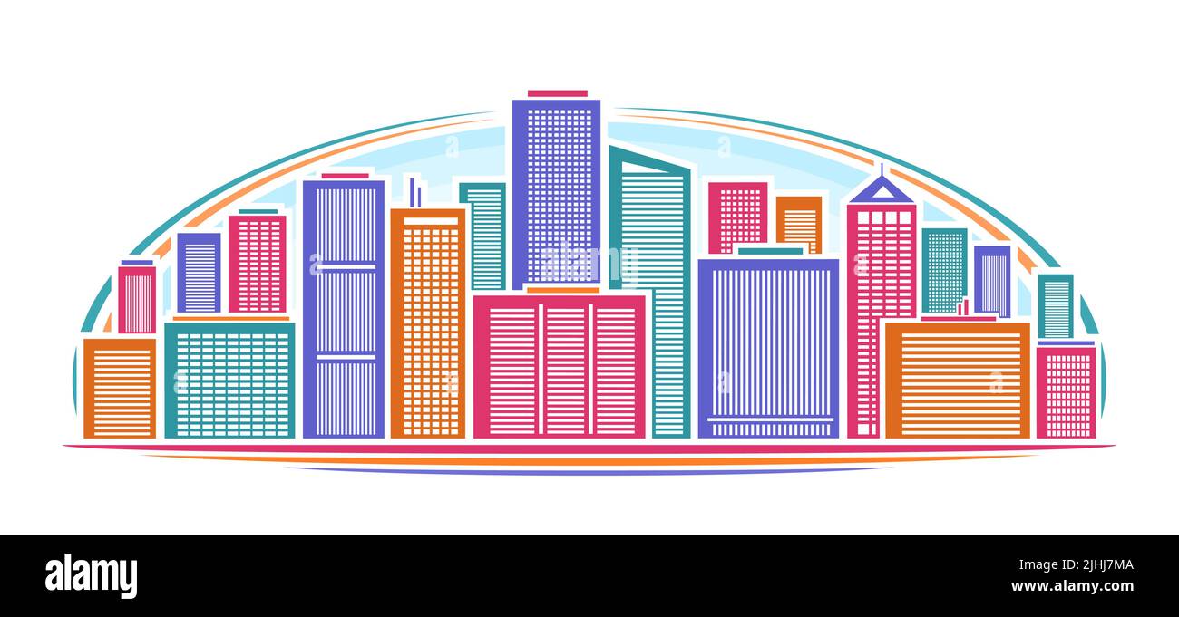 Vector illustration of Urban Skyline, horizontal decorative banner with ...