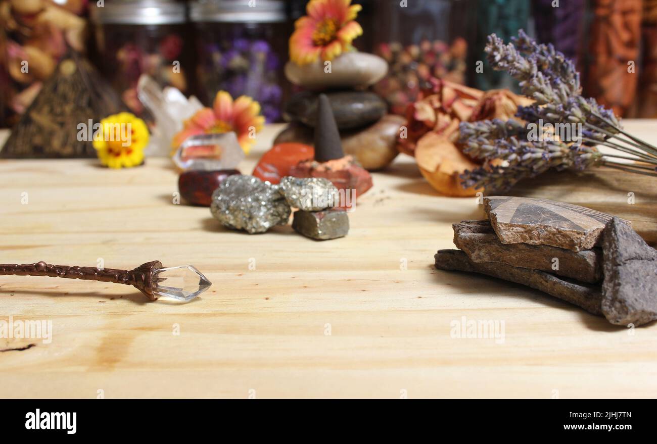 Ancient Native American Pottery Pieces With Crystals and Flowers on ...