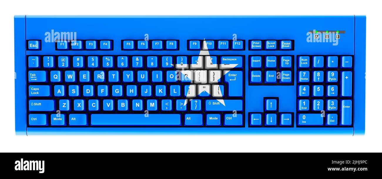 Somali flag painted on computer keyboard. 3D rendering isolated on ...