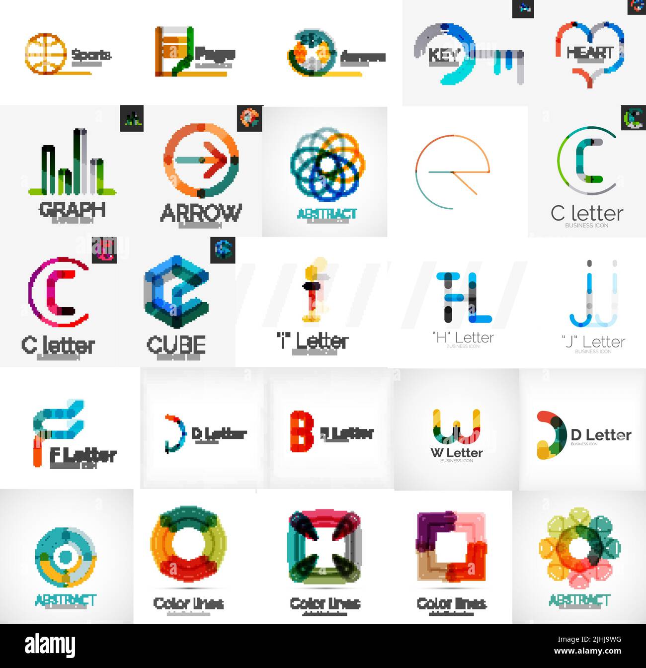 Set of branding company logo elements, abstract business icons Stock ...