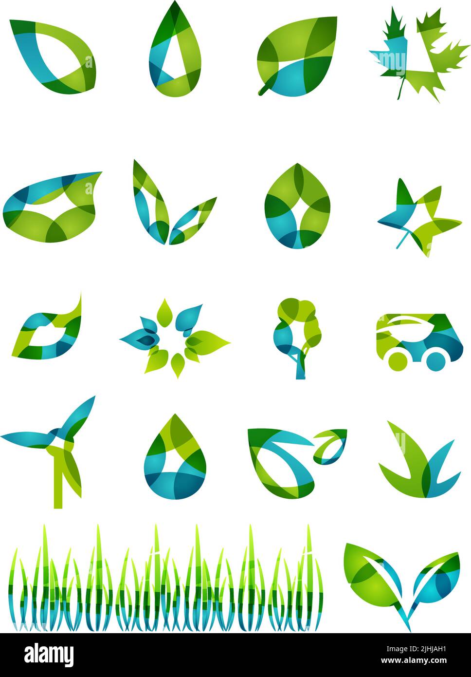 Abstract green leaf shapes icon set Stock Vector Image & Art - Alamy