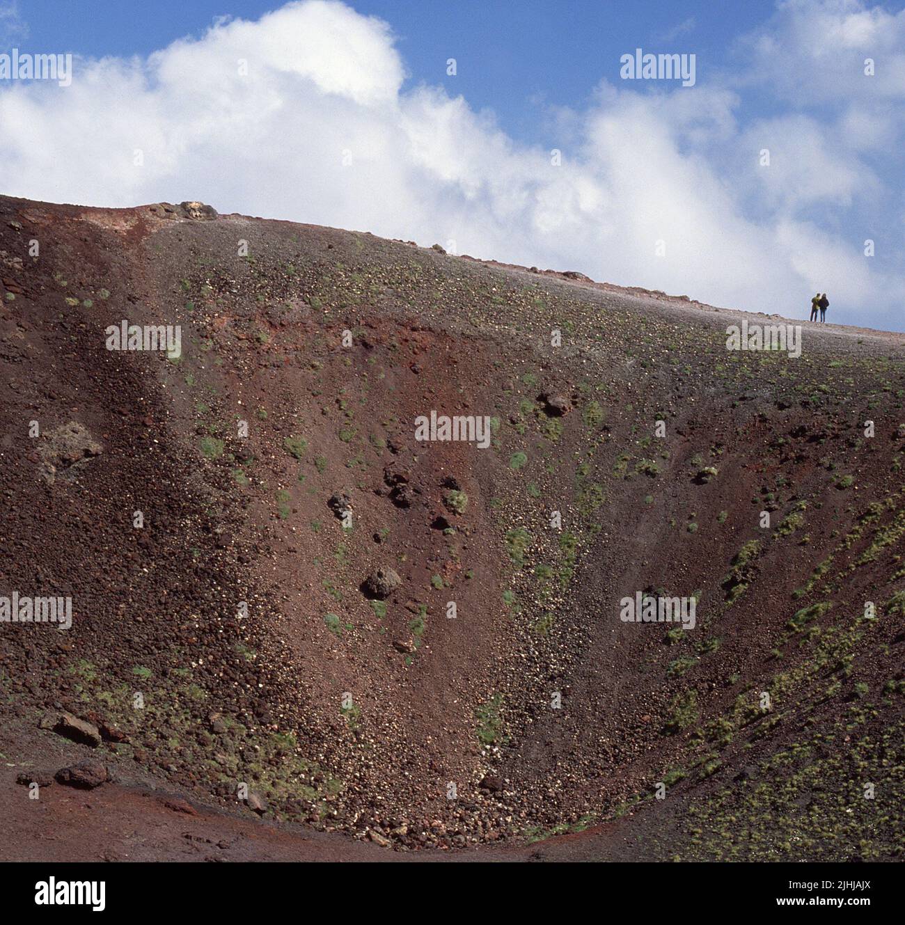 Mount Etna summit crater with people, Sicily Stock Photo - Alamy