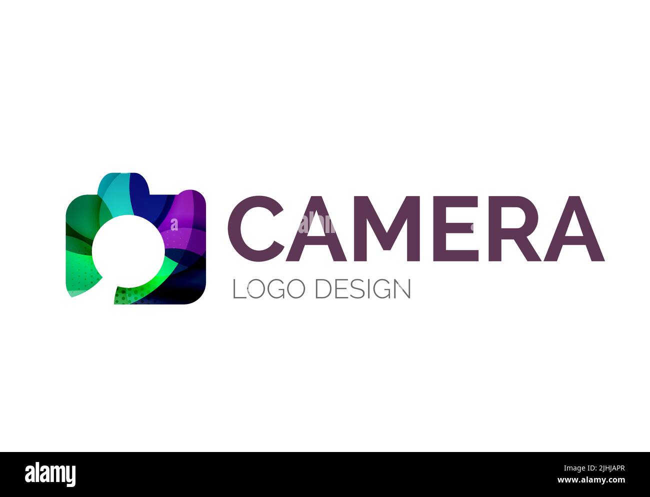 Abstract camera logo design made of color pieces - various geometric ...