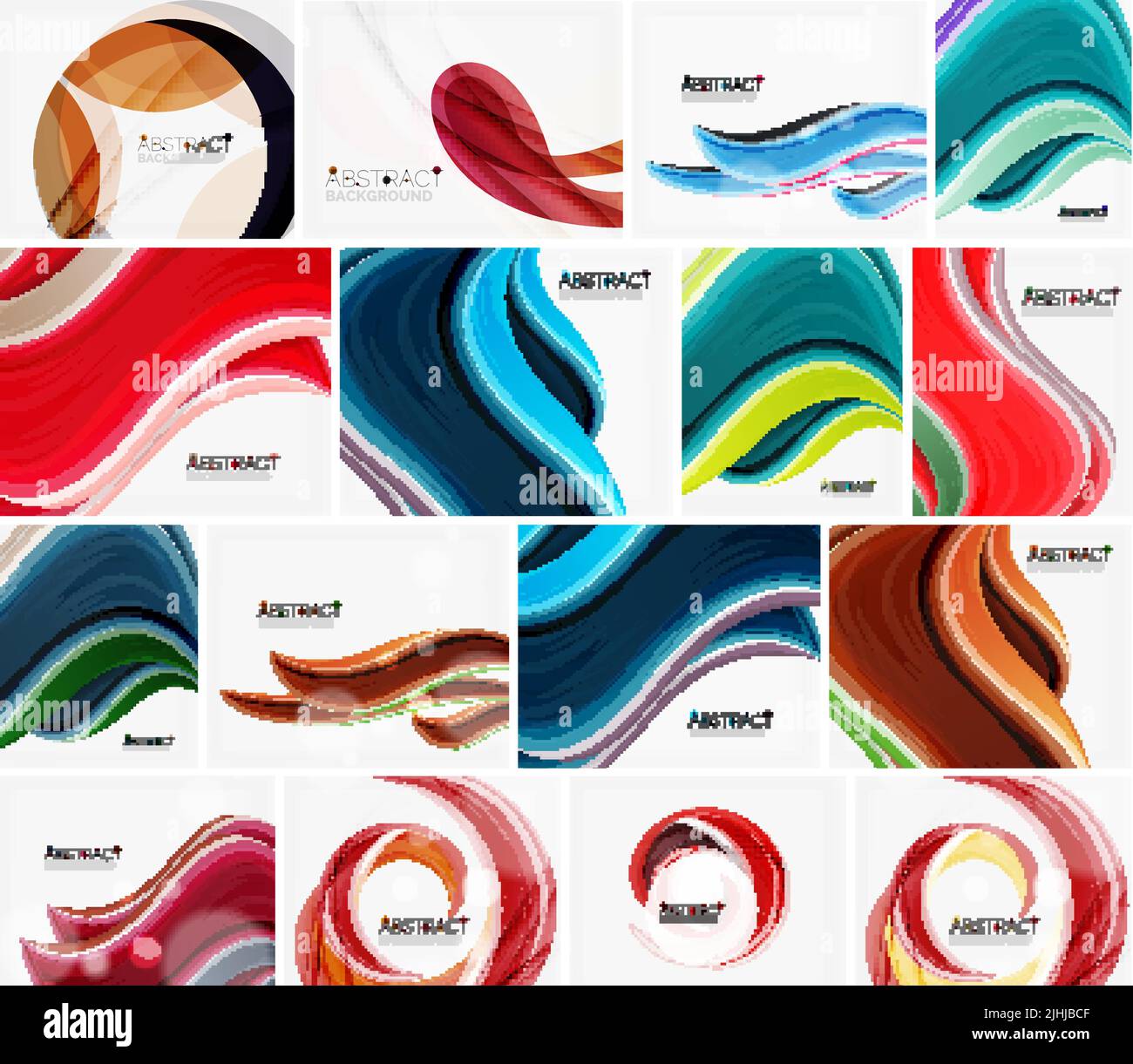Set of abstract backgrounds. Circles, swirls and waves with copyspace ...