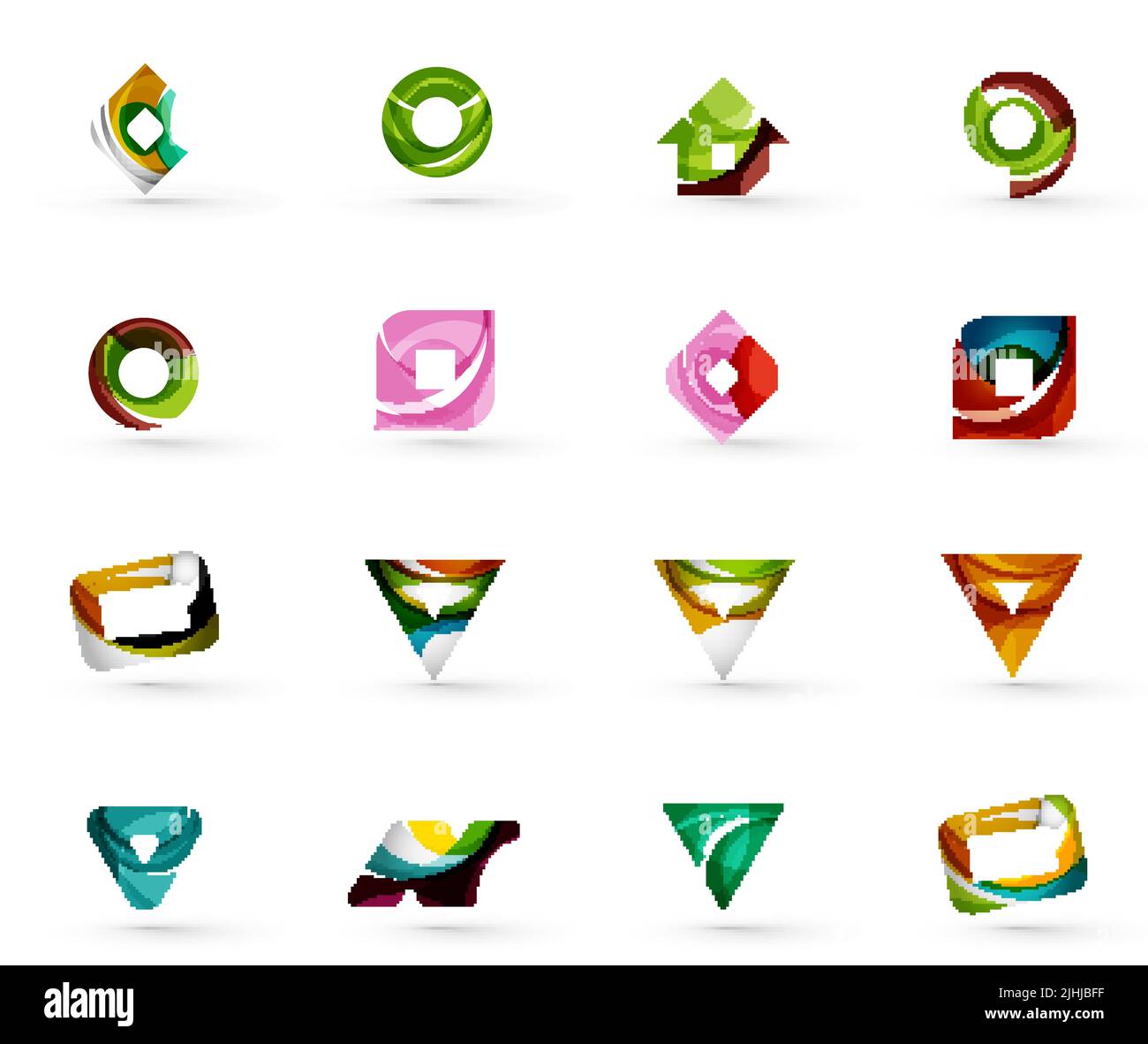 Set of various geometric icons - rectangles triangles squares or ...