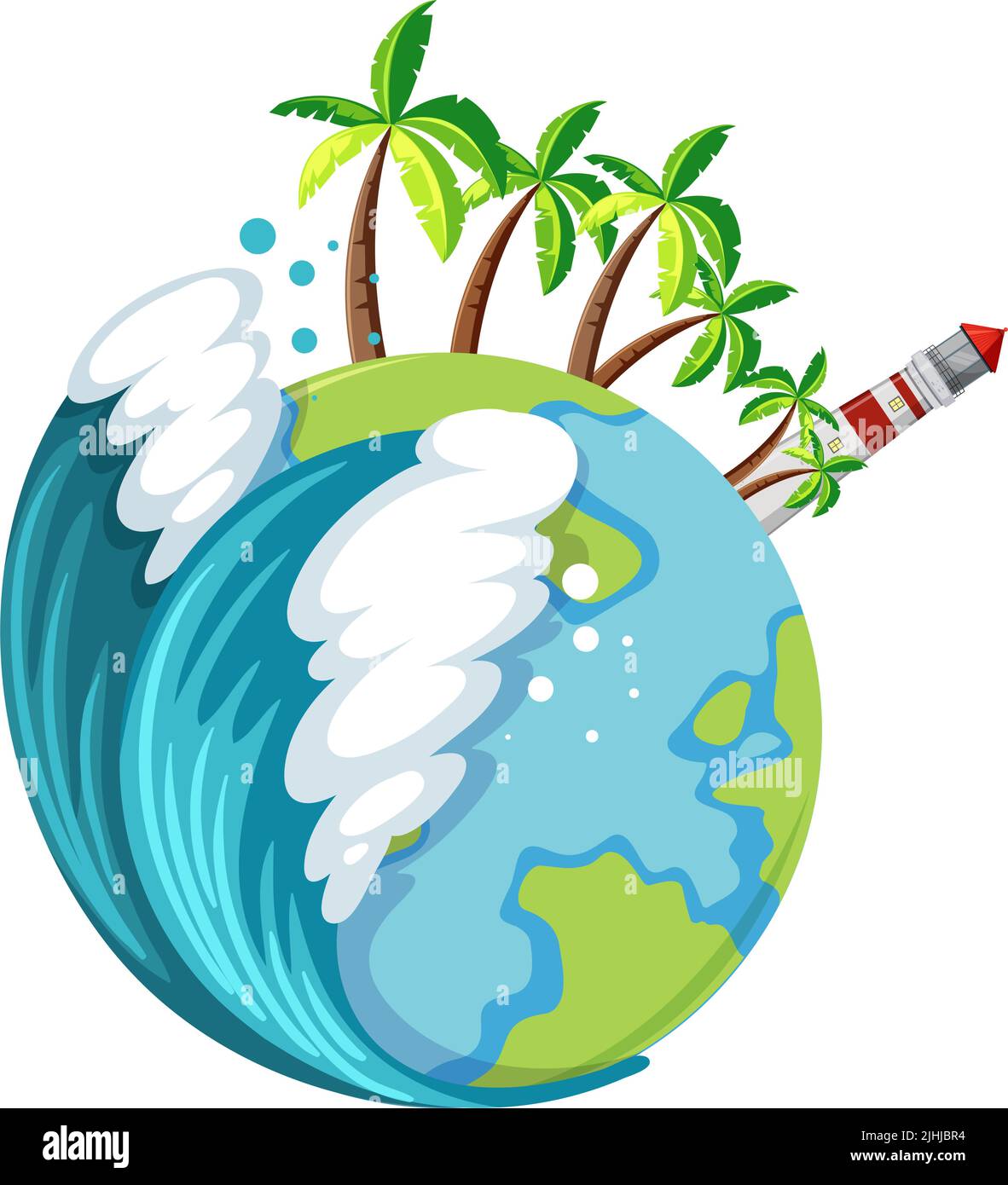 Ocean wave on earth planet illustration Stock Vector Image & Art - Alamy