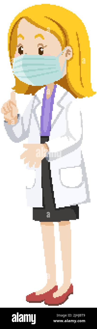 A woman doctor wearign mask illustration Stock Vector Image & Art - Alamy