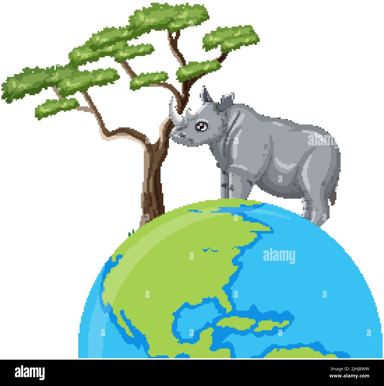 Rhinosaurus on earth in cartoon style illustration Stock Vector Image ...