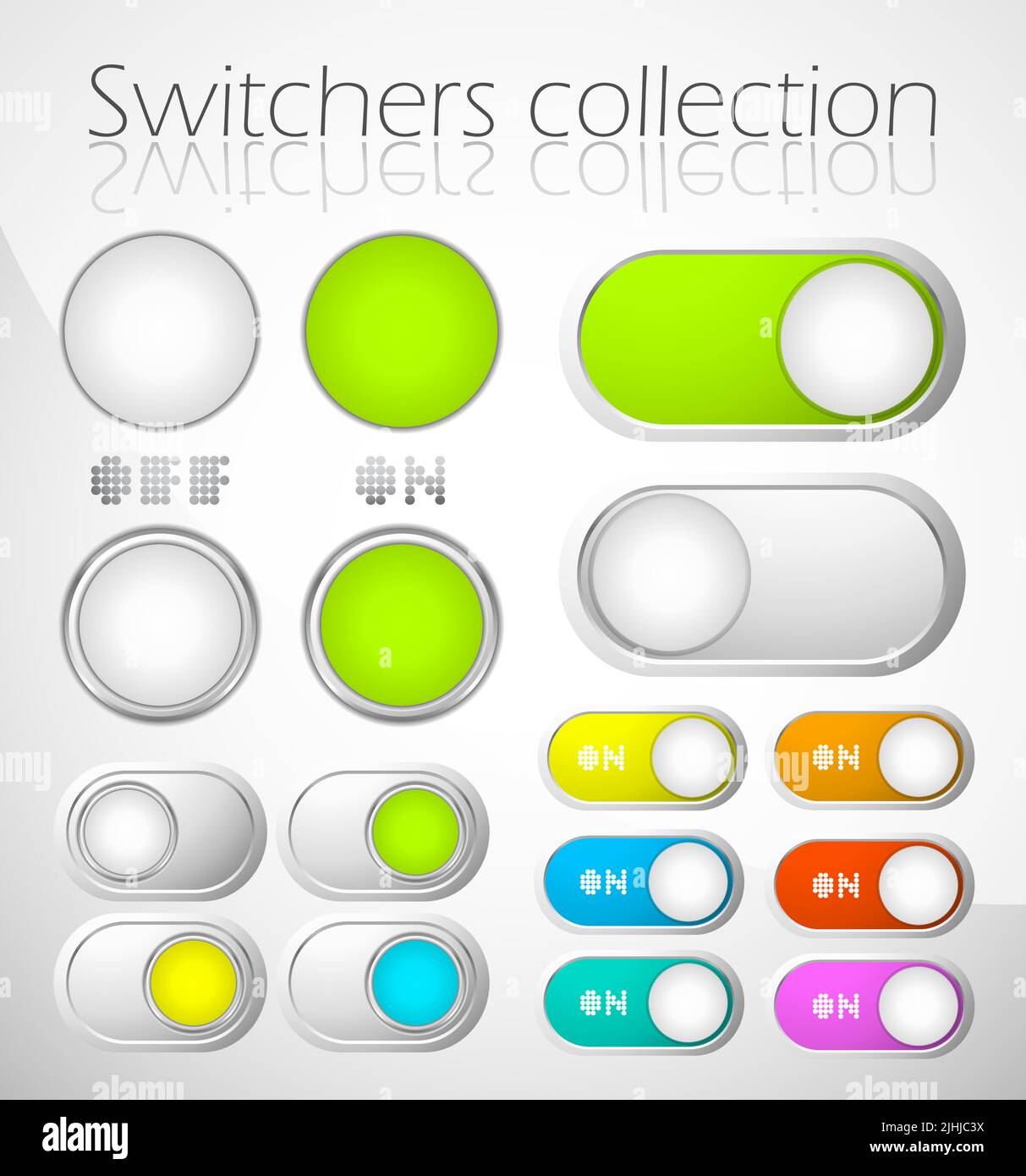 Set of metal on off switchers / sliders Stock Vector Image & Art - Alamy