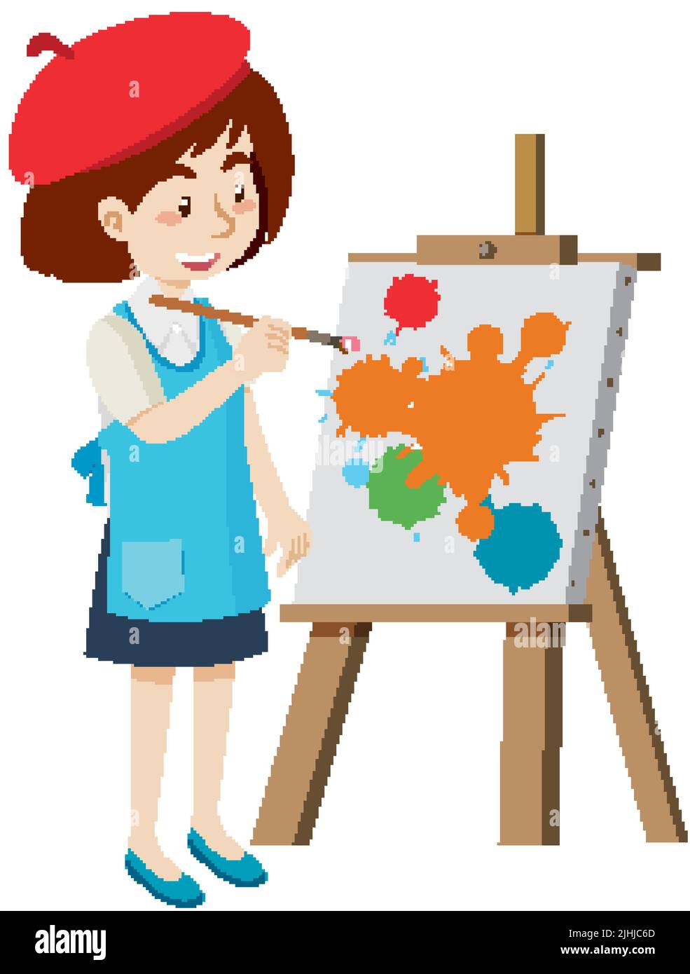 Artist woman cartoon character illustration Stock Vector Image & Art ...