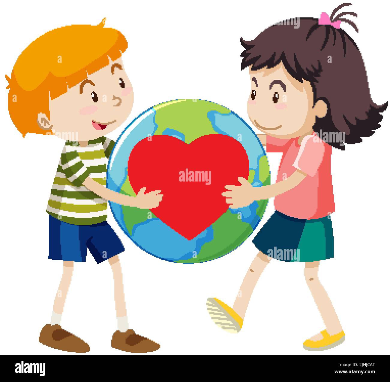 Children drawing earth together Cut Out Stock Images & Pictures - Alamy