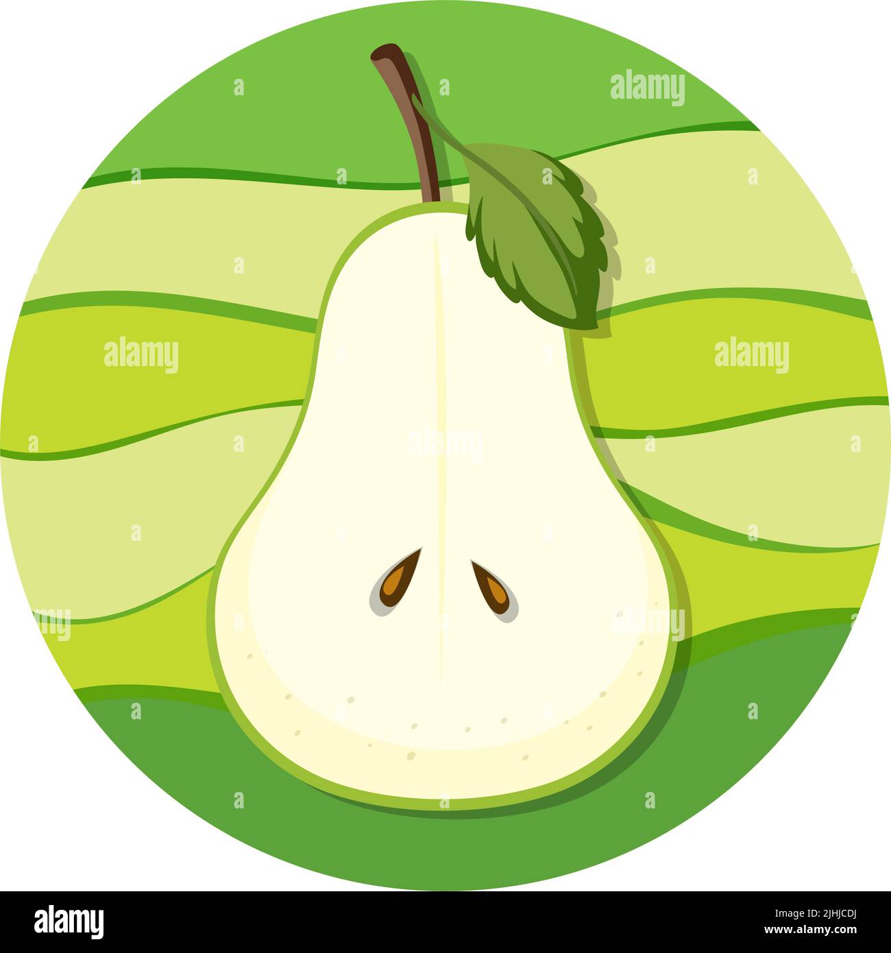 Pear fruit on green circle background illustration Stock Vector Image ...