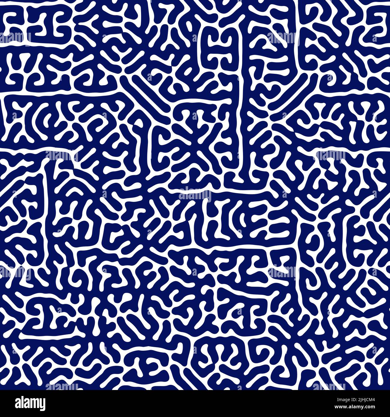 Tribal ethnic ornament. Turing reaction diffusion blue and white ...