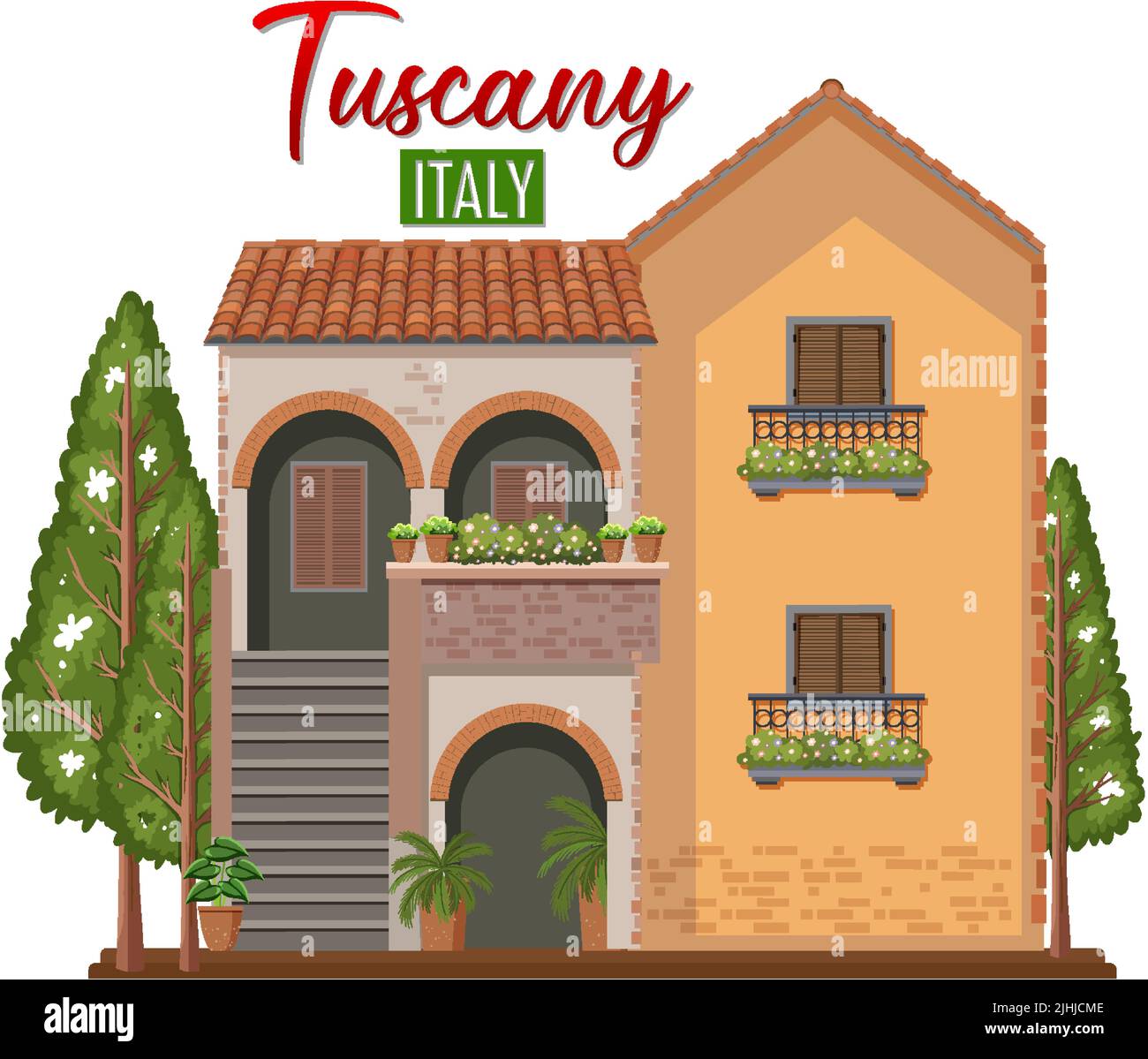 Tuscany Italy Landmark Logo Banner illustration Stock Vector Image ...