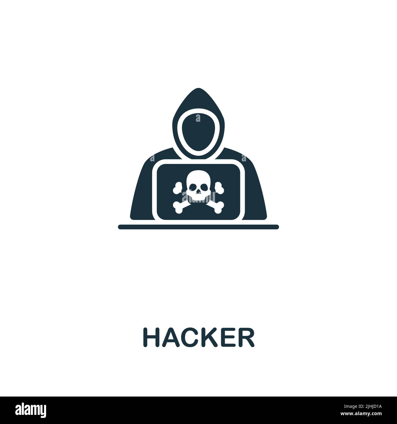 Hacker icon. Monochrome simple line Cybercrime icon for templates, web ...