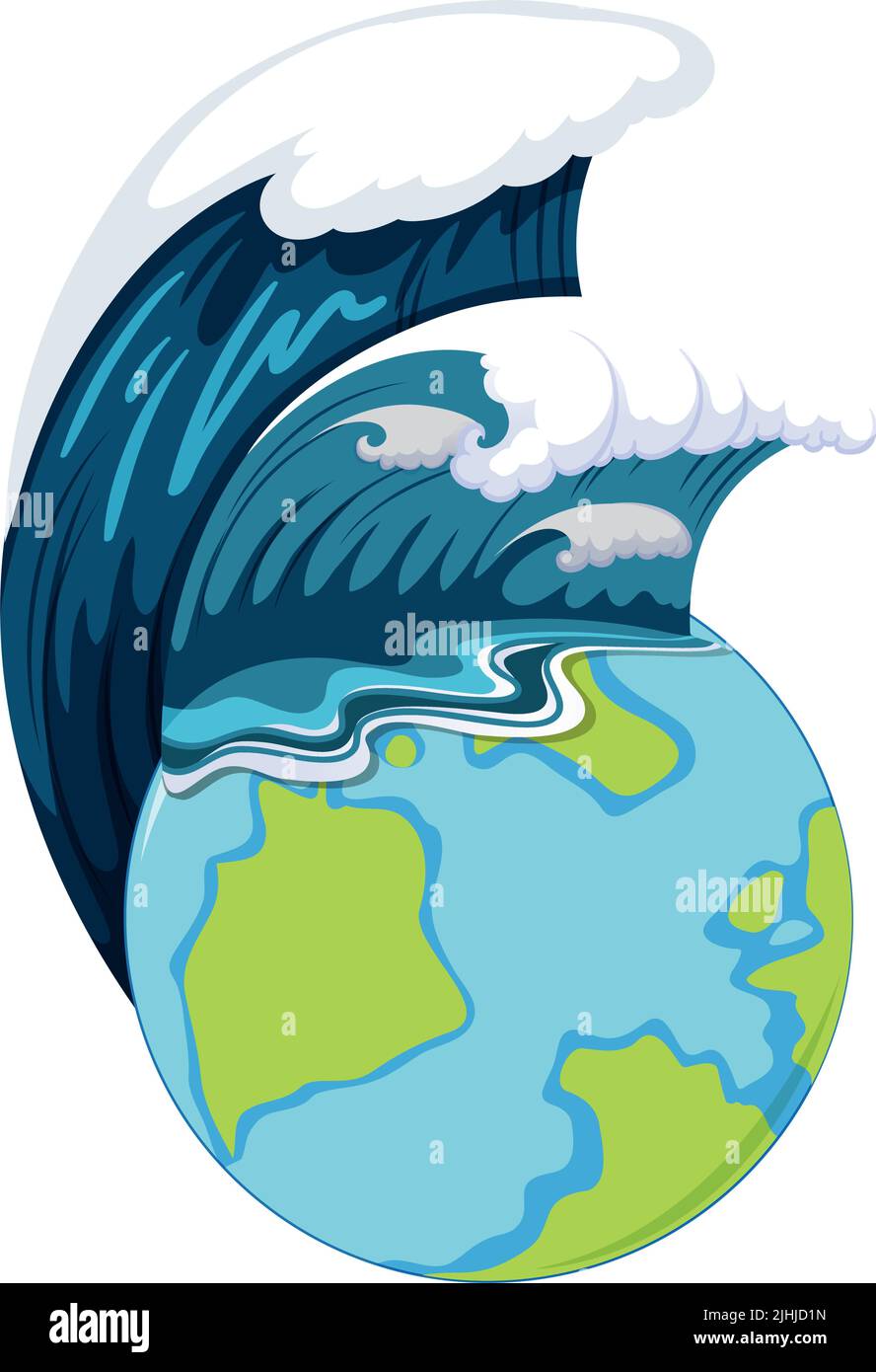 Oceam wave on earth planet isolated illustration Stock Vector Image ...