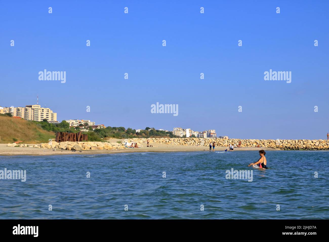 September 15 2021 - Constanta in Romania: Beach Plaja Modern on a sunny ...