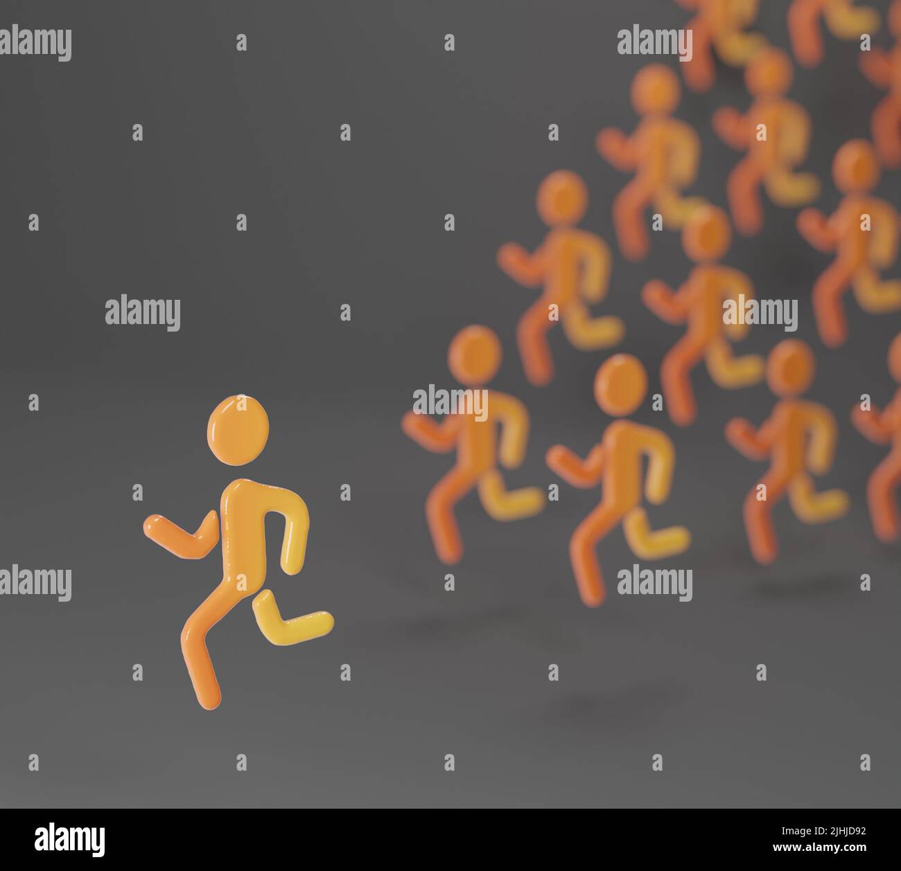 Running figure symbols marathon abstract orange over grey background ...